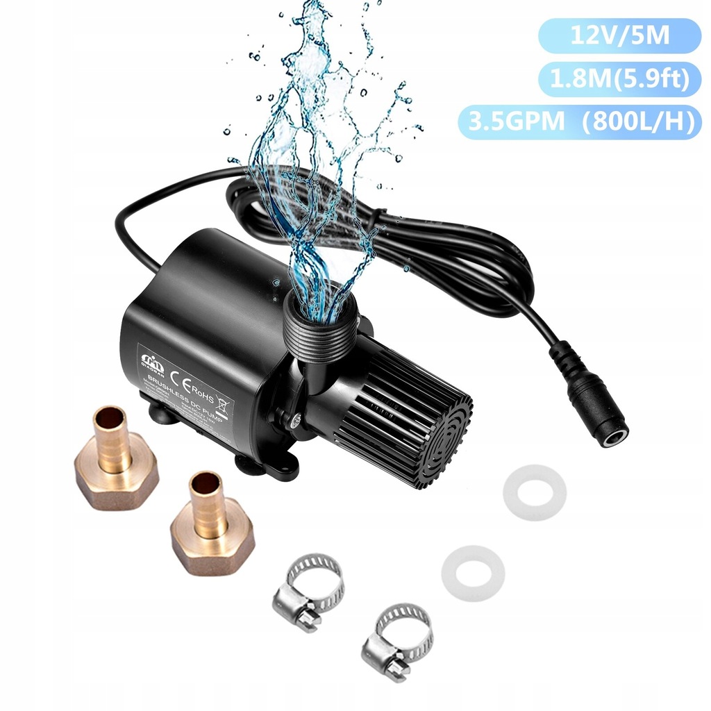 Ultra-cicha Mini pompa obiegu wody 5M DC 12V 800L/ - 12386706584 ...