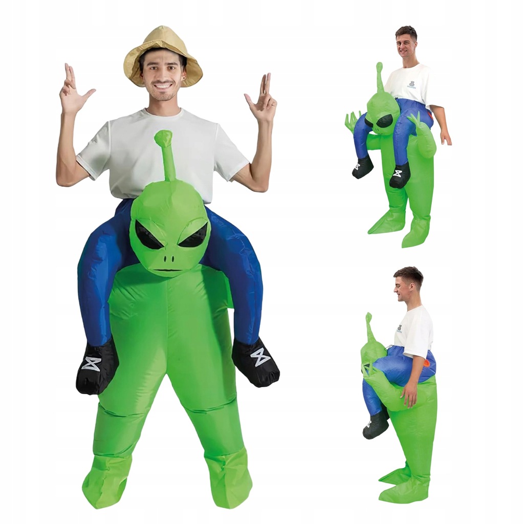 DMUCHANY KOSTIUM ALIEN KOSMITA PRZEBRANIE STRÓJ HALLOWEEN ROZM 155-190 ...