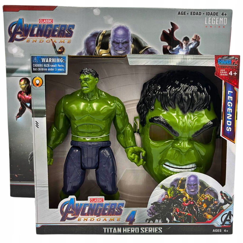 Zestaw Figurka Hulk Zabawka Kolekcjonerska Avengers Marvel + Maska ...