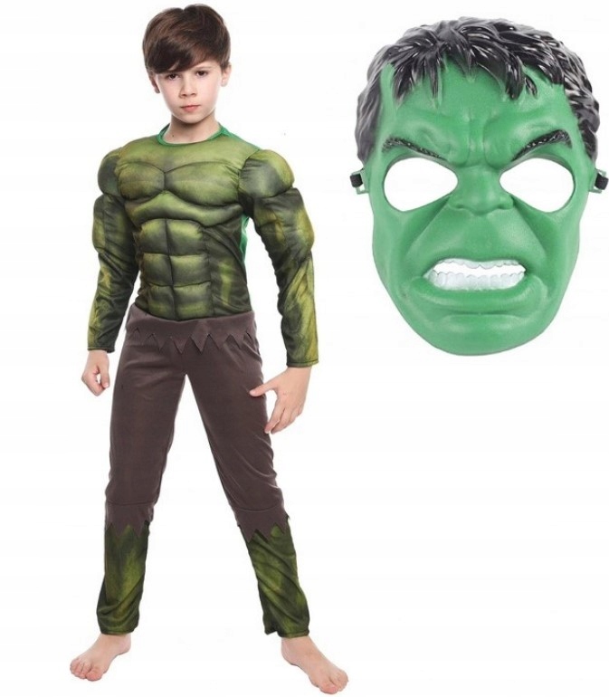 STRÓJ HULK KOSTIUM + MASKA SUPERHERO 122/128 - 13146066329 - oficjalne ...