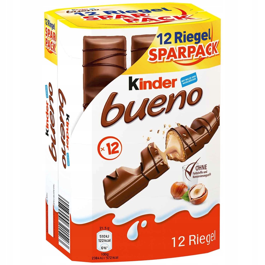 Kinder Bueno Baton 12szt x 21,5g 215g z Niemiec - 13597290352 ...