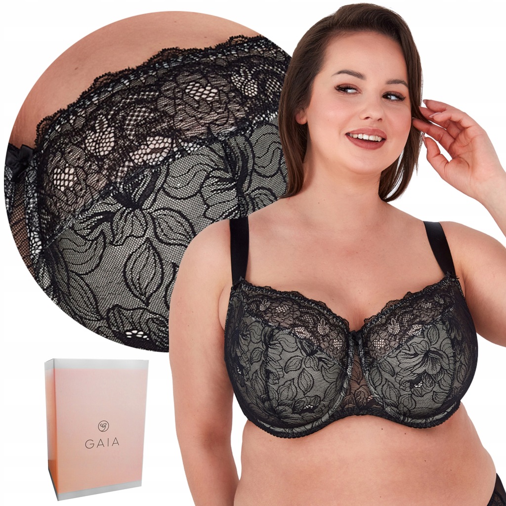 Półusztywniany biustonosz koronka GAIA 1207 HANNAH MAXI czarno-beżowy 80L - 14735129127 ...