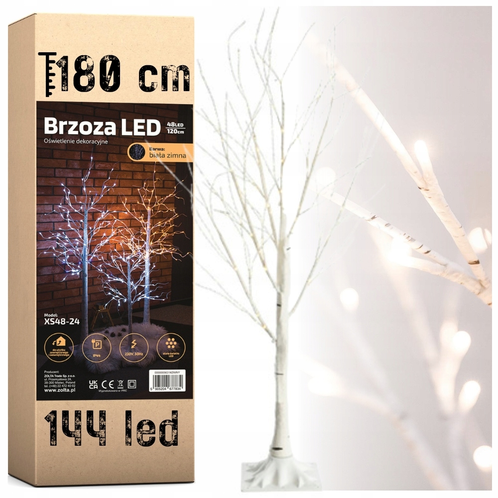 DRZEWKO ŚWIECĄCE ŚWIĄTECZNE DRZEWKO LED BRZOZA DEKORACJA 180cm LAMPKI ...