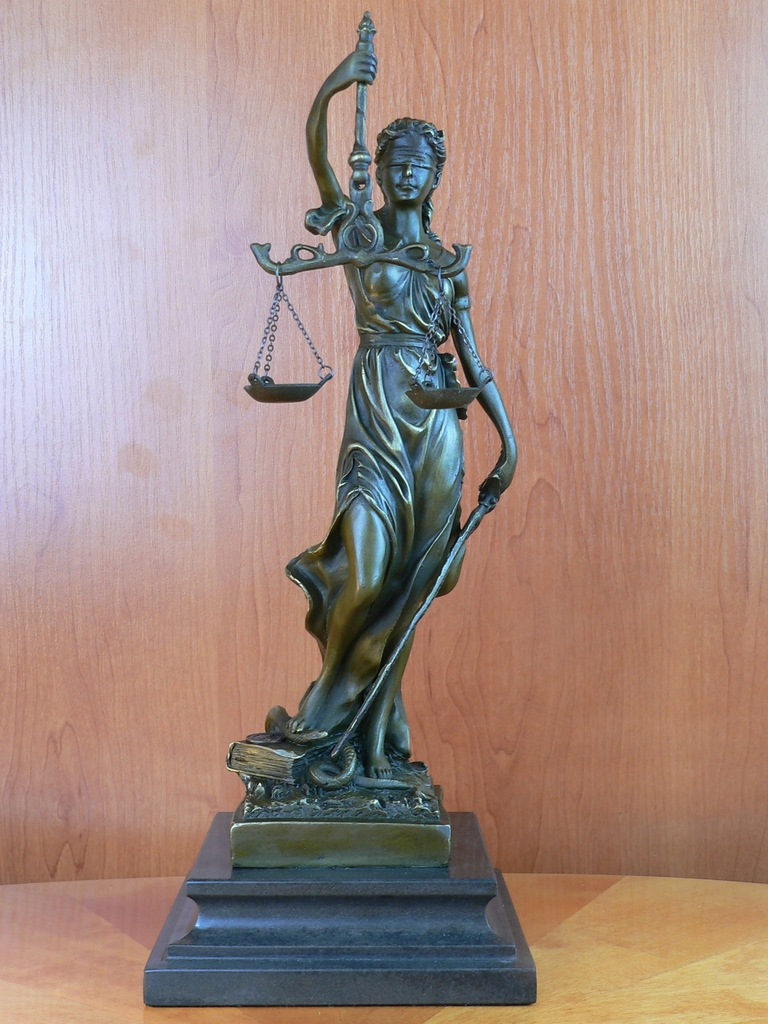 Figura rzeźba TEMIDA bogini sprawiedliwości Lustitia pieczęć sygn. Z BRĄZU - 15263624251 ...