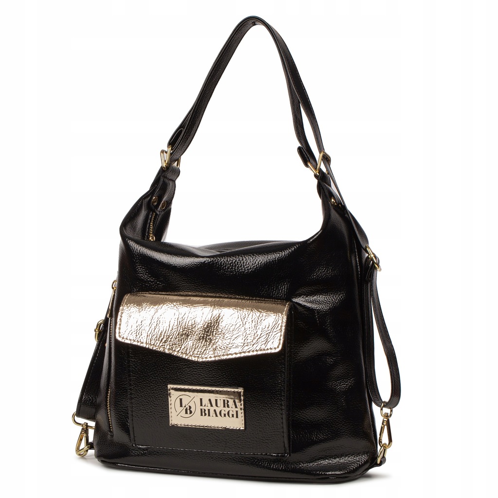 TOREBKA DAMSKA LAURA BIAGGI PLECAK SHOPPER CZARNA - 14135918789 - oficjalne archiwum Allegro