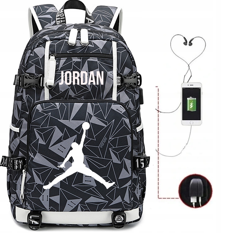 DUŻY PLECAK STYL JORDAN WODOODPORNY USB WZORY - 13332201513 - oficjalne ...