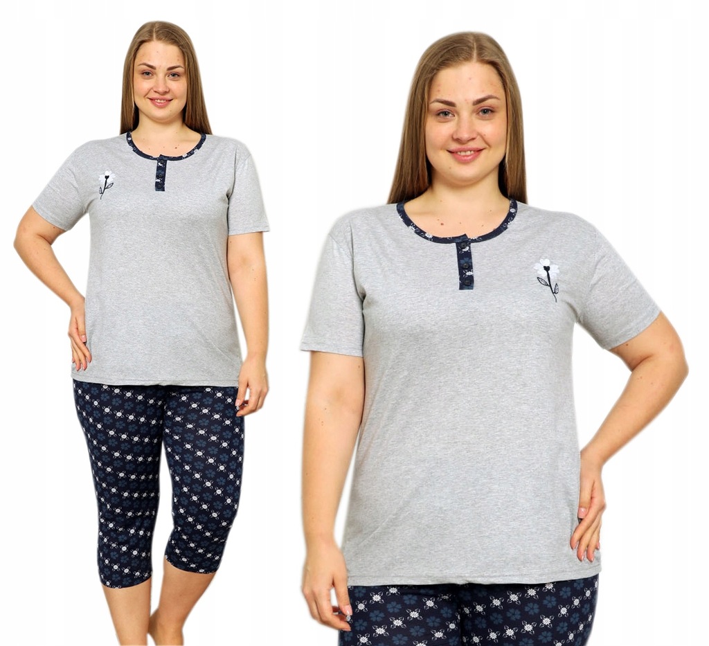 Piżama damska bawełniana 3/4 spodnie krótkim rękawem La Penna plus size 4XL - 11721648862 ...