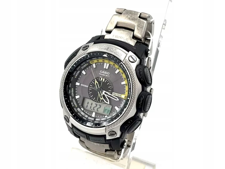 ZEGAREK CASIO PROTREK PRW-5000T-7ER TITANIUM SOLAR KOMPAS BRANSOLETA ...