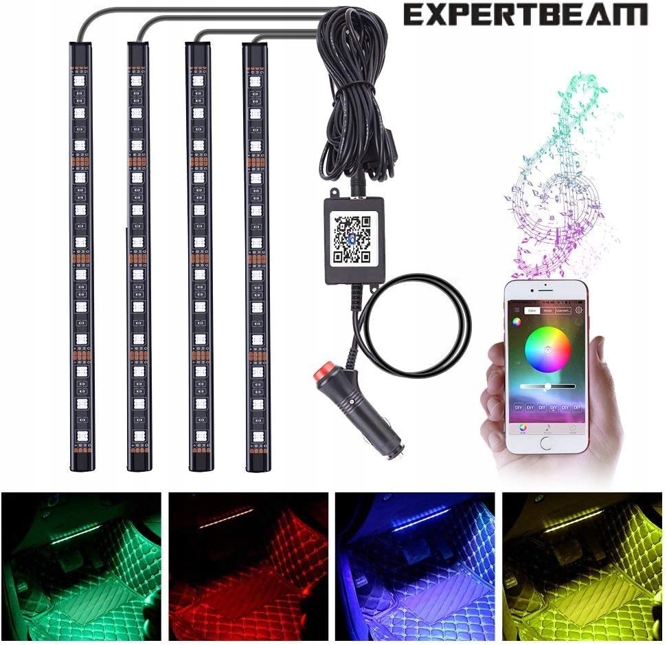 Ledy do samochodu Bluetooth 460 kolorów XXL 22,5cm - 12630625414 ...