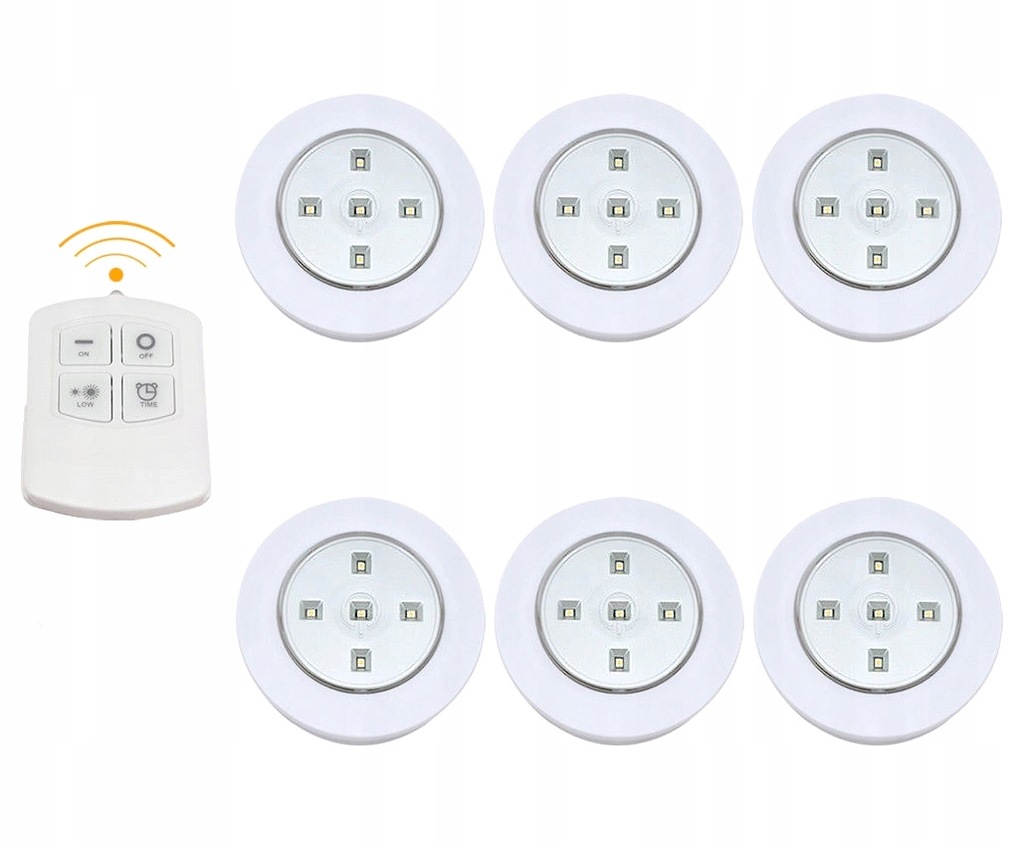 6x LAMPKA BEZPRZEWODOWA LAMPA LED NA BATERIE PILOT - 7904616006 ...