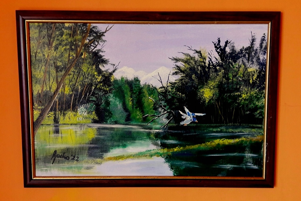 WIOSNA NAD STAWEM, duży obraz olejny,Galeria Gochy - 12936926196 ...