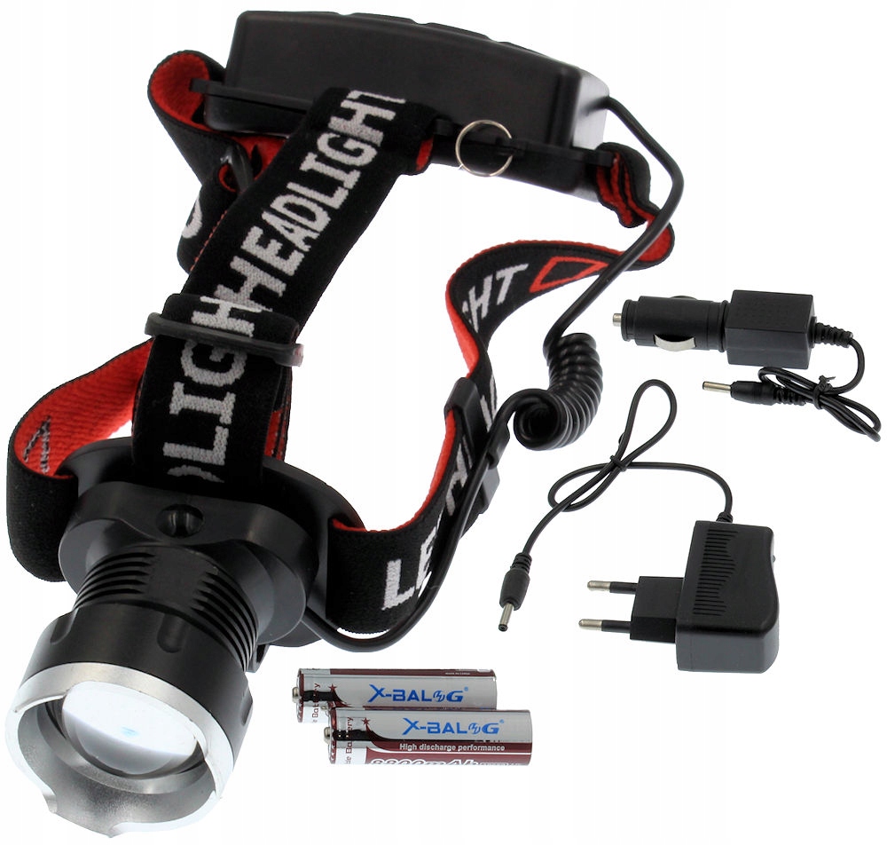 Latarka Czołowa LED CREE XHP90 Zoom Ładowarka Akum - 11760074645 ...