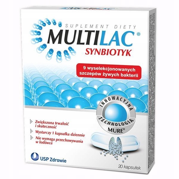 Multilac synbiotyk (probiotyk + prebiotyk) 20 kaps - 11675404699 ...
