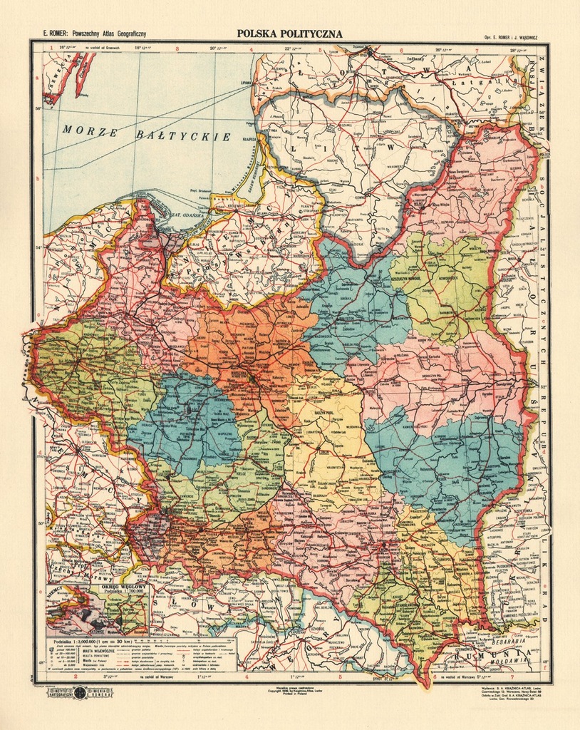 II RZECZPOSPOLITA 1939 r. MAPA NA PREZENT 40x30 cm - 11992695203 ...