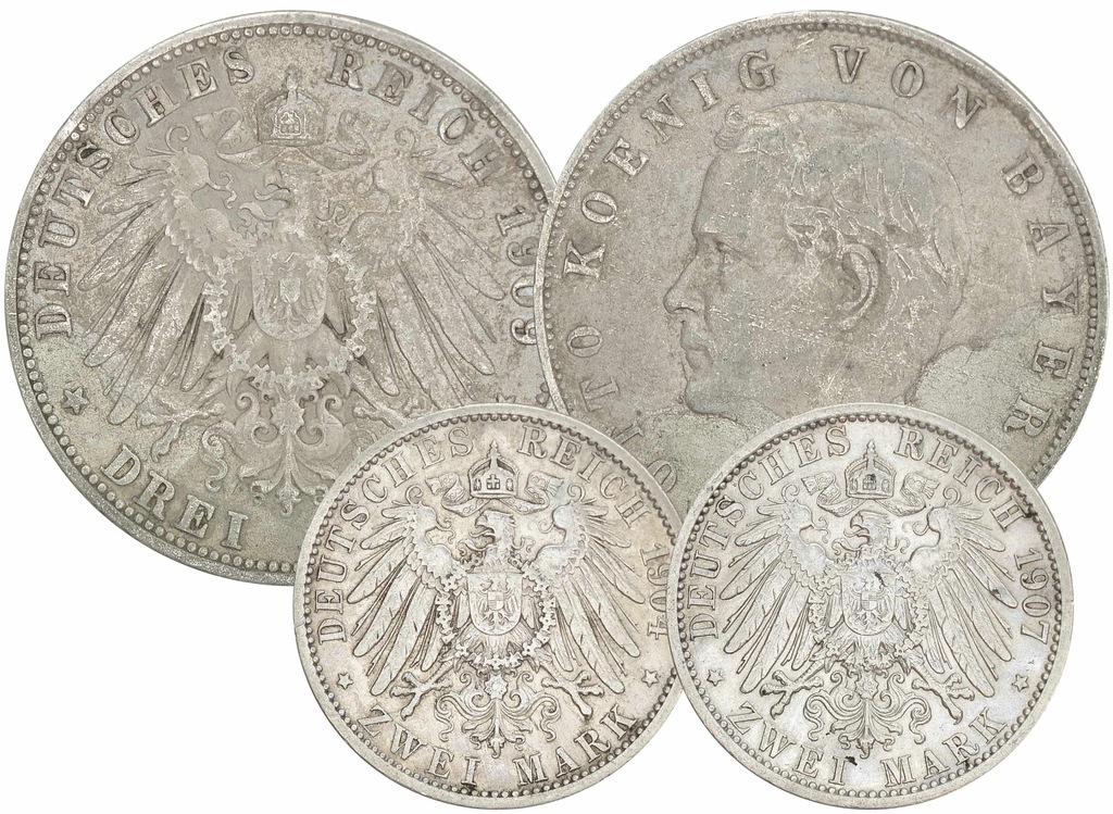 4.gw.ZEST., BAVARIA, PRUSY, MONETY SZT.3 srebro - 15365447873 ...