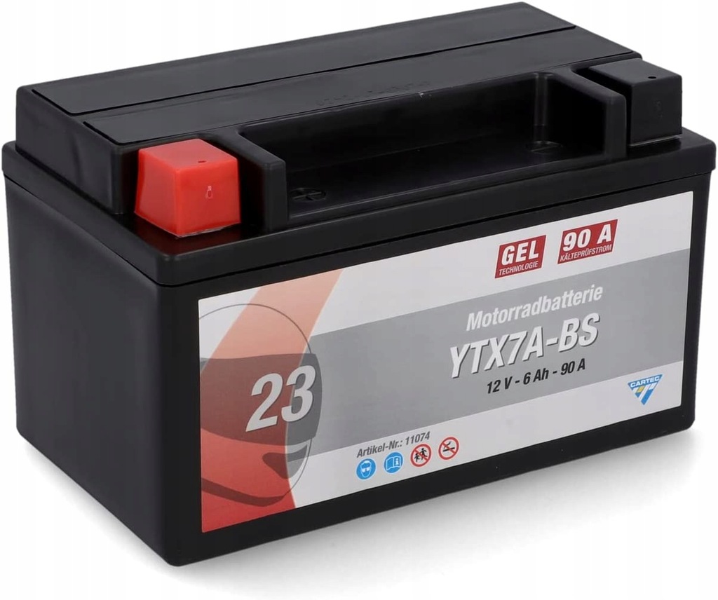 Cartec YTX7A-BS Akumulator motocyklowy 12V-6Ah-90A - 12331137946 - oficjalne archiwum Allegro