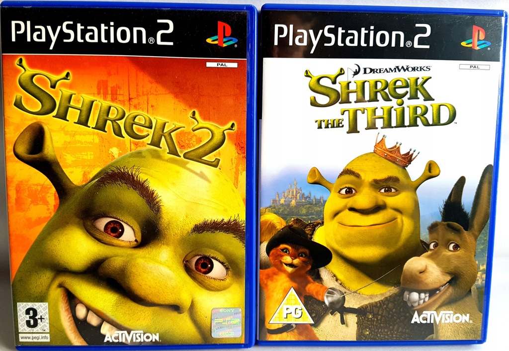 SHREK 2 PS2 + SHREK THE THIRD PS2 - 2 x GRA PLATFORMÓWKA DLA DZIECI ...