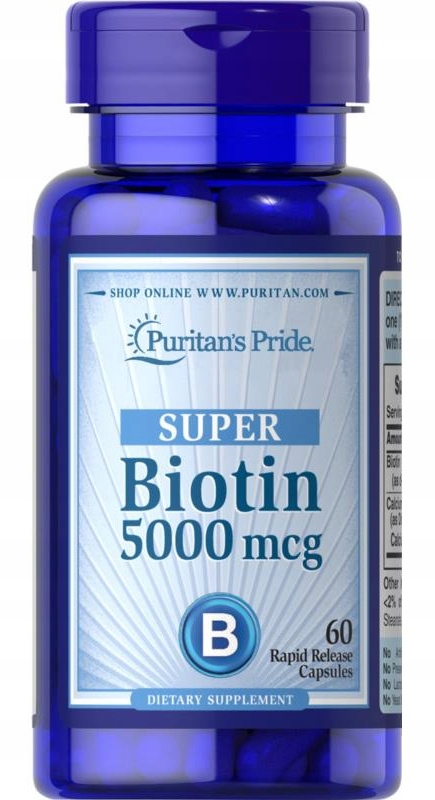 Puritan's Pride BIOTYNA 5000 mcg Witamina H WŁOSY - 13279456310 ...