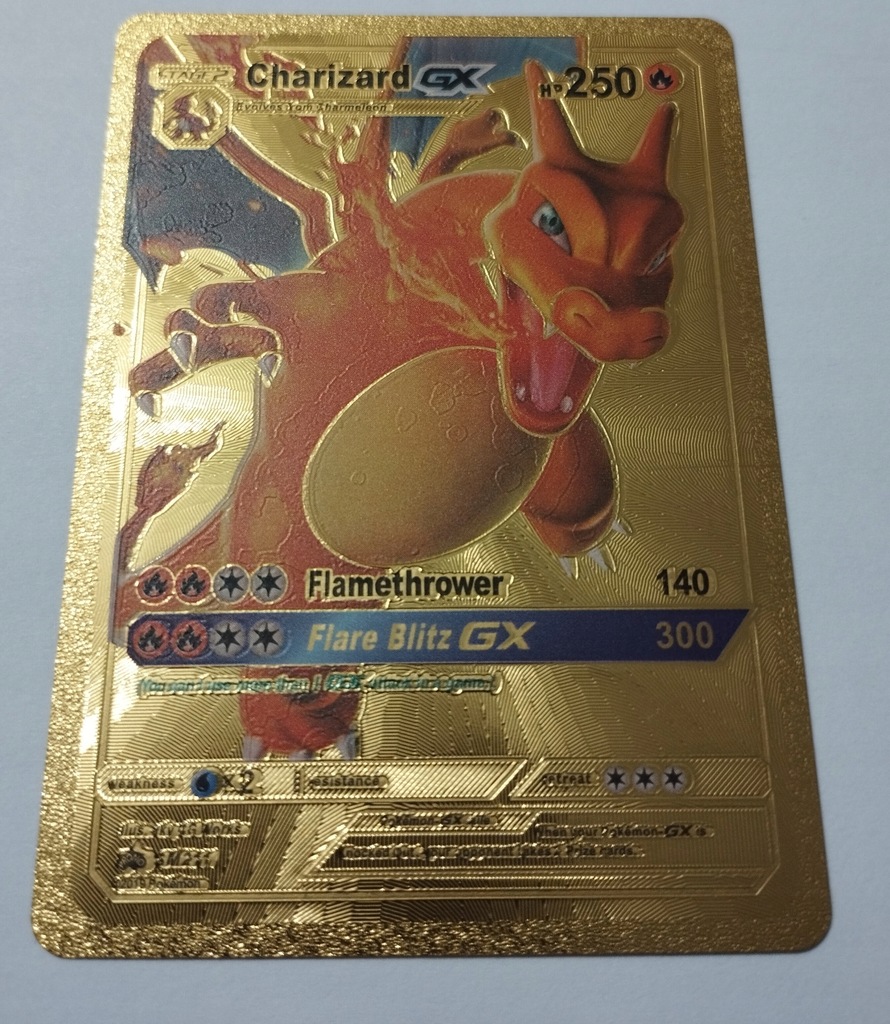 Złota karta Pokemon CHARIZARD HP250 - 13087366745 - oficjalne archiwum Allegro