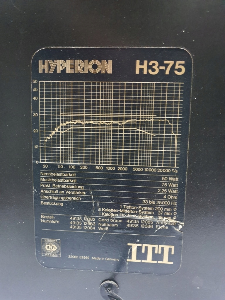 Купить ВИНТАЖНЫЕ ДИНАМИКИ ITT HYPERION H3-75 4Ом 75Вт: отзывы, фото и ...