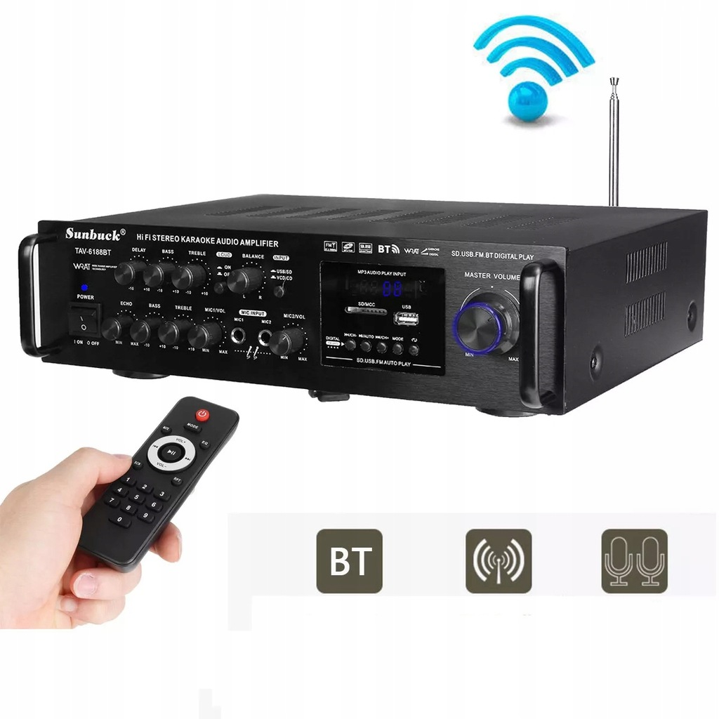 WZMACNIACZ AMPLITUNER BLUETOOTH RADIO HiFi+Pilot - 10033822689 - oficjalne archiwum Allegro