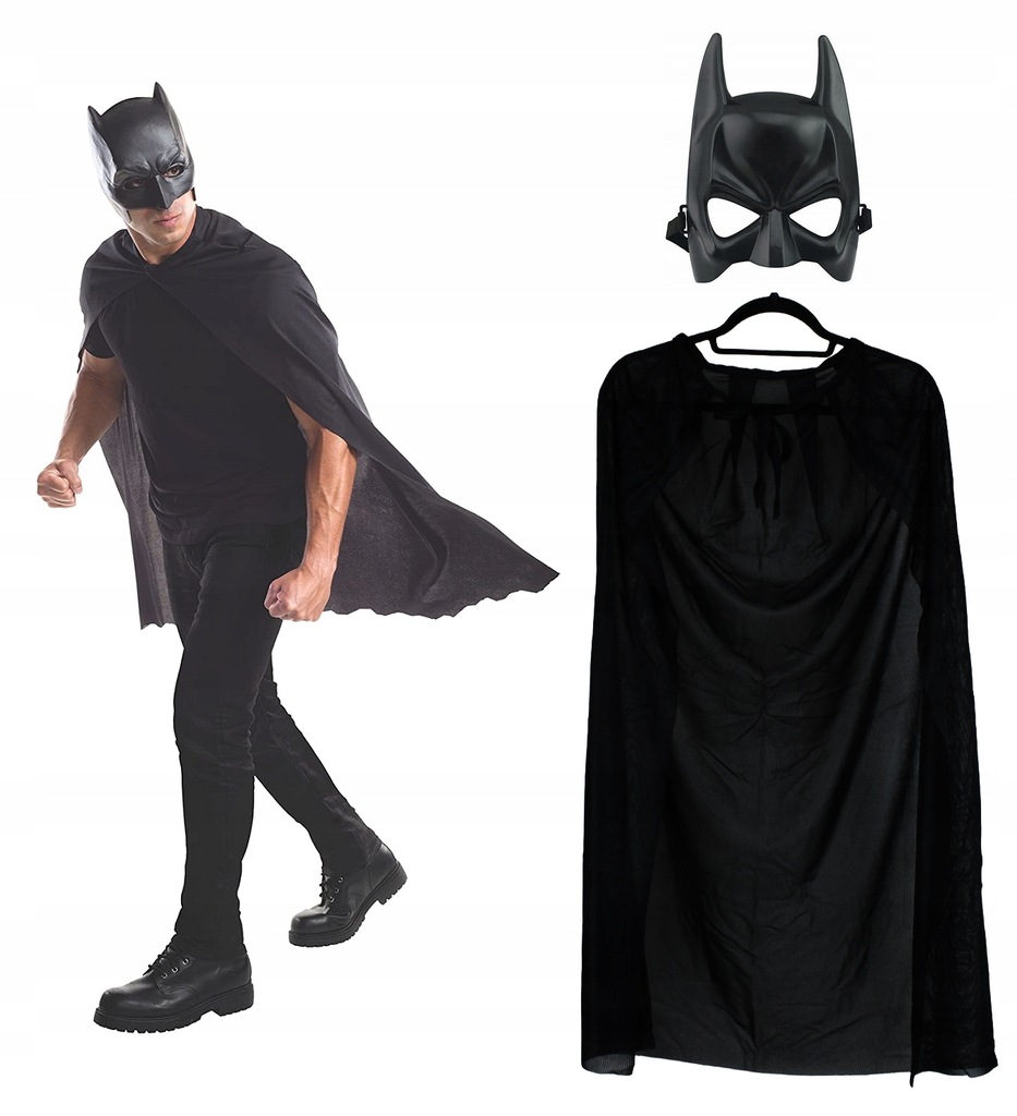 Strój Batman Peleryna + Maska Przebranie Batmana - 13553446248 ...