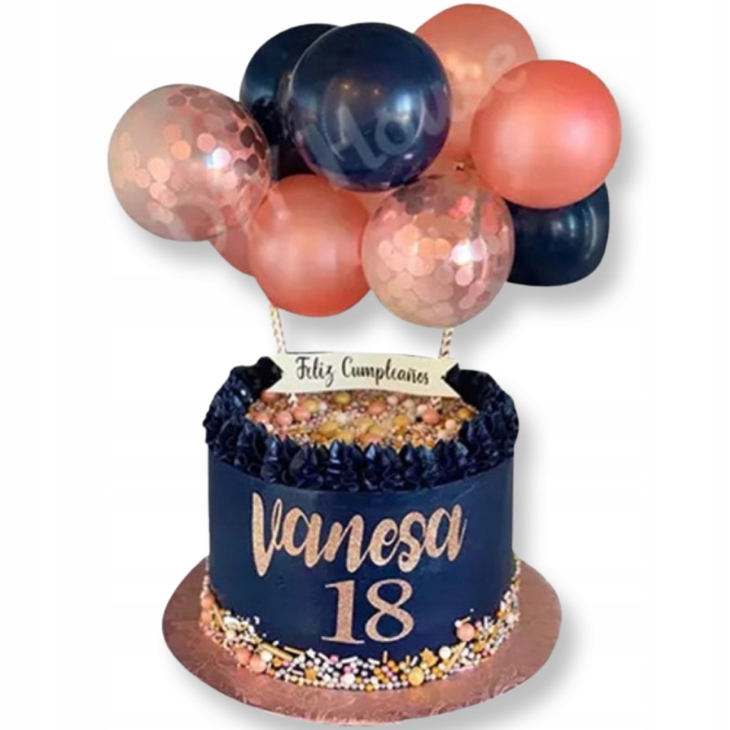 TOPPER BALONY NA TORT URODZINY DEKORATOR TOPER 6 - 12418050541 ...