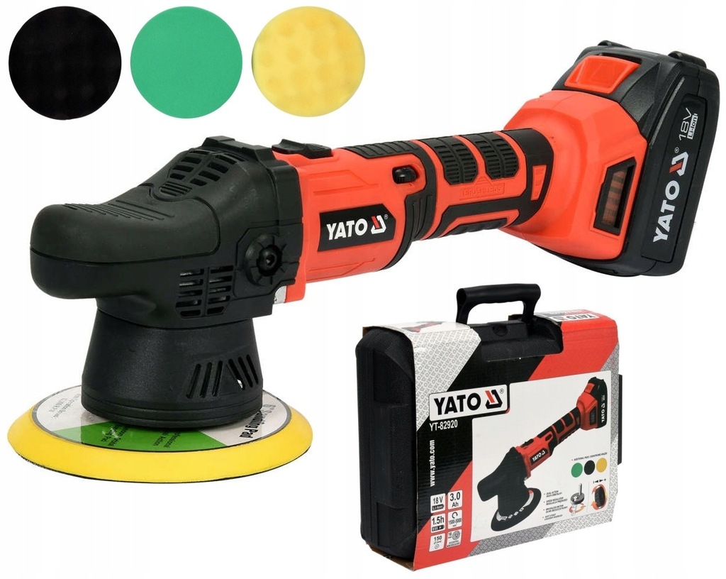 YATO POLERKA MIMOŚRODOWA BEZSZCZOTKOWA 18V +GĄBKI - 10636402553 - oficjalne archiwum Allegro