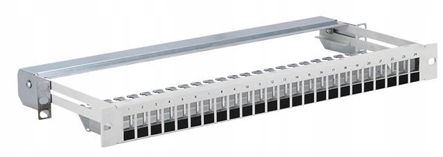 Patch panel keystone RACK 19" 1U 24 porty FTP STP wysuwany pusty ...