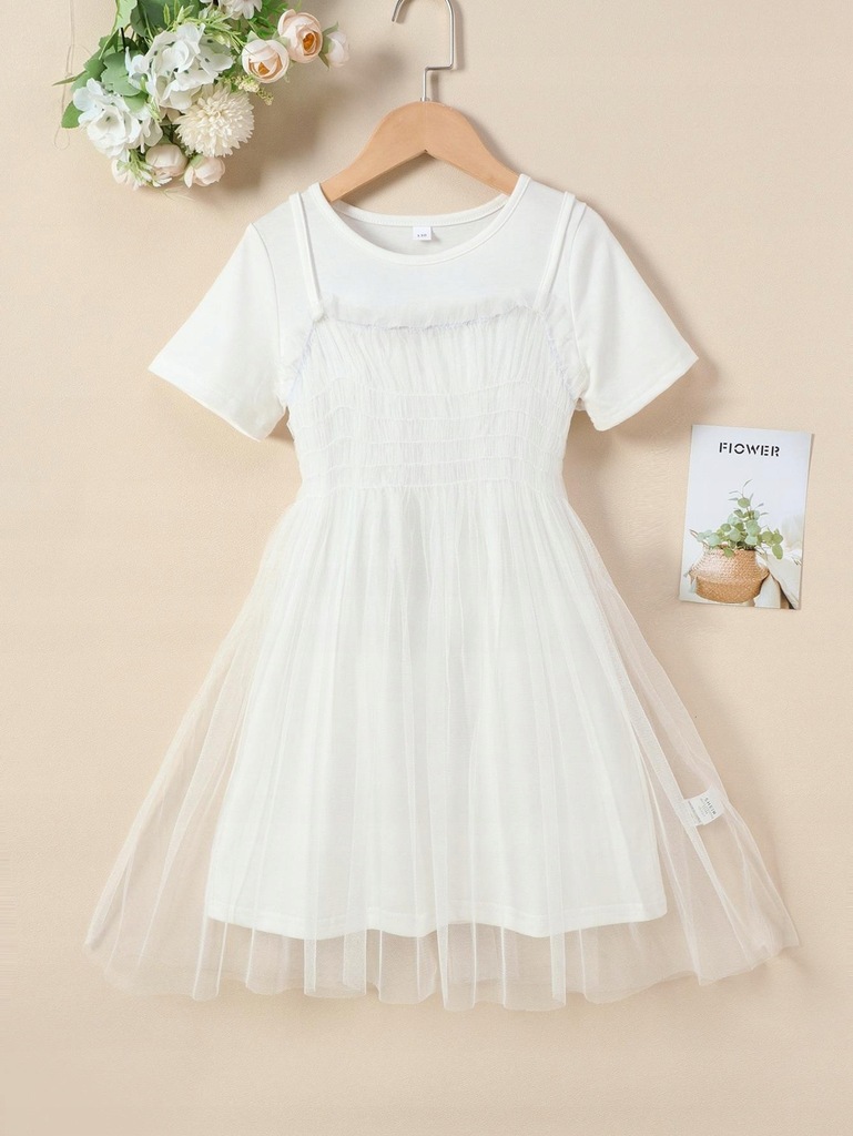 R57H06 BIAŁA KLASYCZNA SUKIENKA TIUL SHEIN 140 - 15153154211 - oficjalne archiwum Allegro