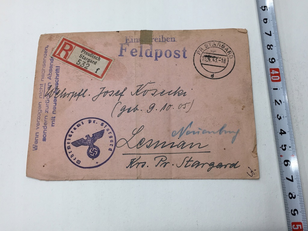 Feldpost poczta polowa Niemcy III rzesza 1943 - 13715475022 - oficjalne ...