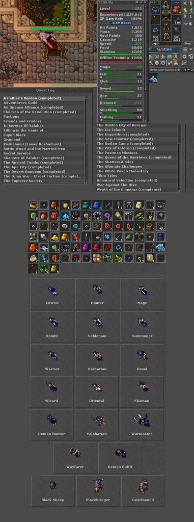 TIBIA 172L RP PALADIN PELORIA +1KK GOLD +10%LOYA - 11476821968 ...