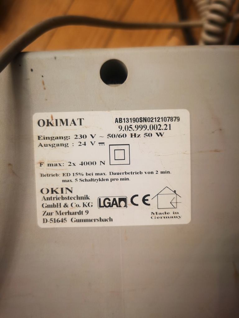 Siłownik do łóżka rehabilitacyjnego Okimat D853W - 12946991818 ...