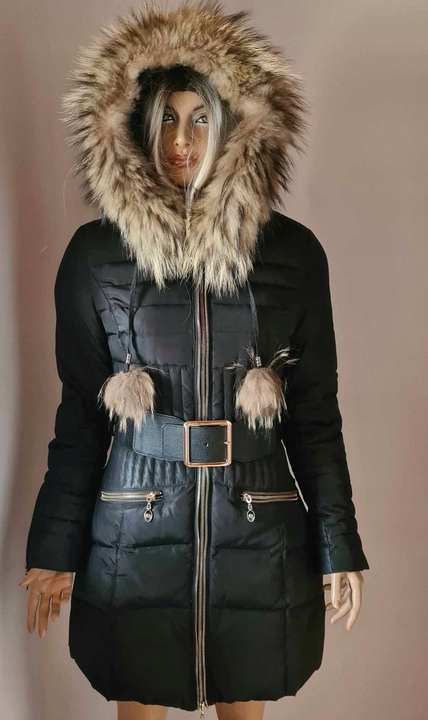 Miss Fofo kurtka puchowa ciepła naturalny puch pierze złote suwaki ...