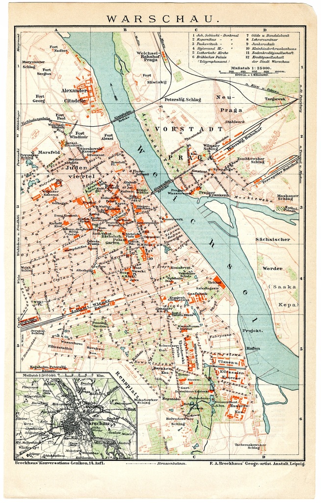 Mapa plan miasta Warszawy Warszawa ok. 1900 - 14203065784 - oficjalne ...
