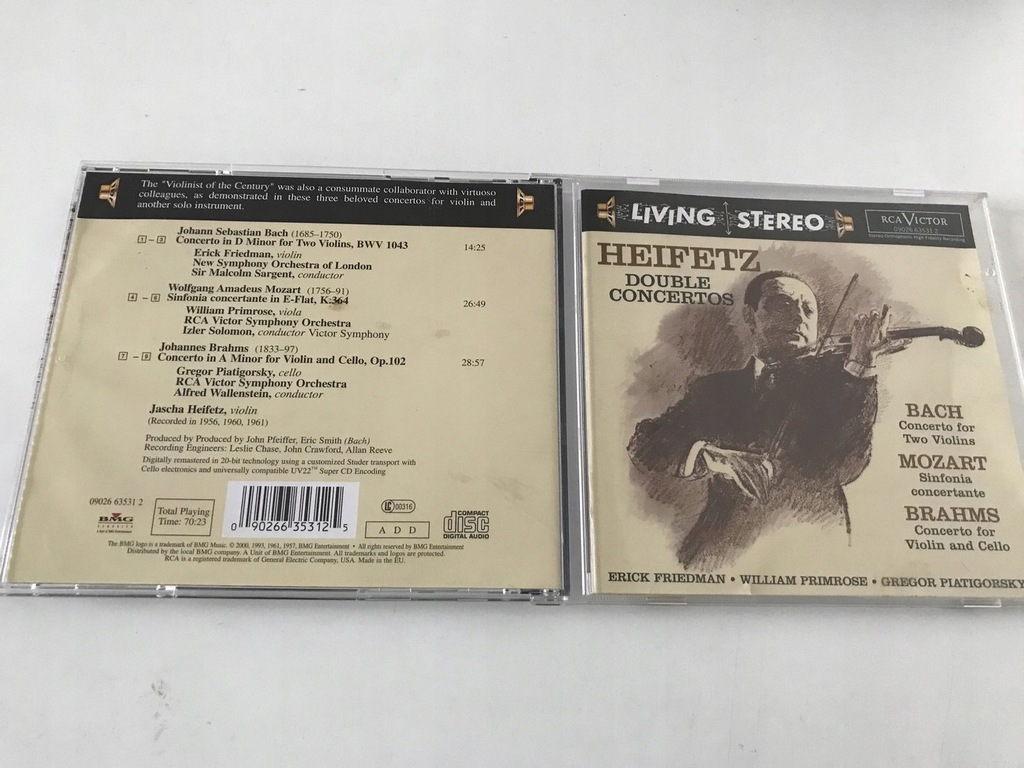 CD Heifetz Double Concertos Bach Mozart Brahms 4+/ - 13077265310 - oficjalne archiwum Allegro