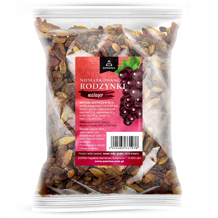 RODZYNKI malayer 1 kg NIESIARKOWANE bez siarki - 13457162716 - oficjalne archiwum Allegro