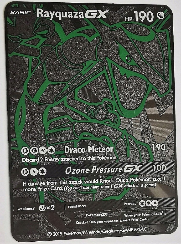 Pokemon Rayquaza GX Black Czarna Metalowa Karta - 14434749277 ...
