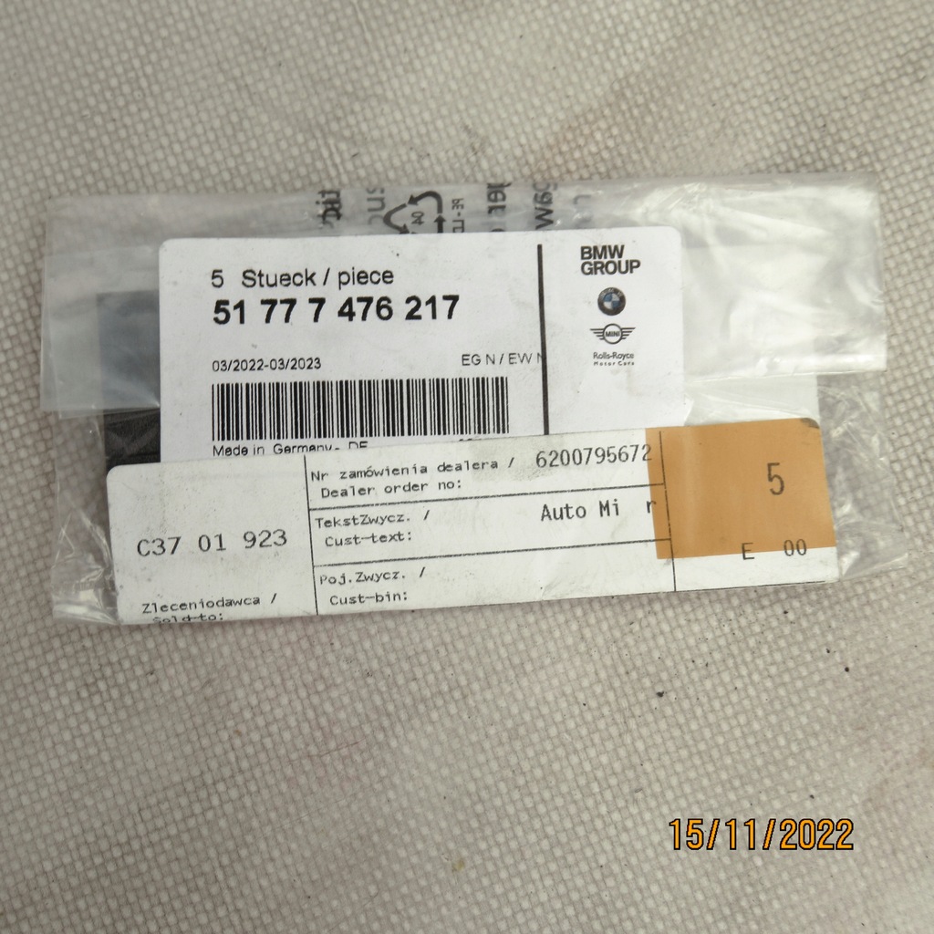 Oryginalny pasek piankowy BMW 51777476217 - 12873419877 - oficjalne ...