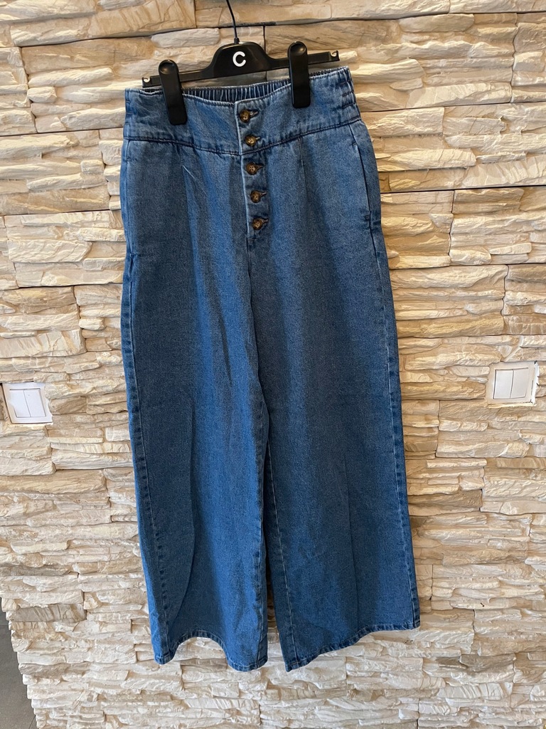 JEANSY SZEROKIE NOGAWKI WYSOKI STAN - 11754125233 - oficjalne archiwum Allegro