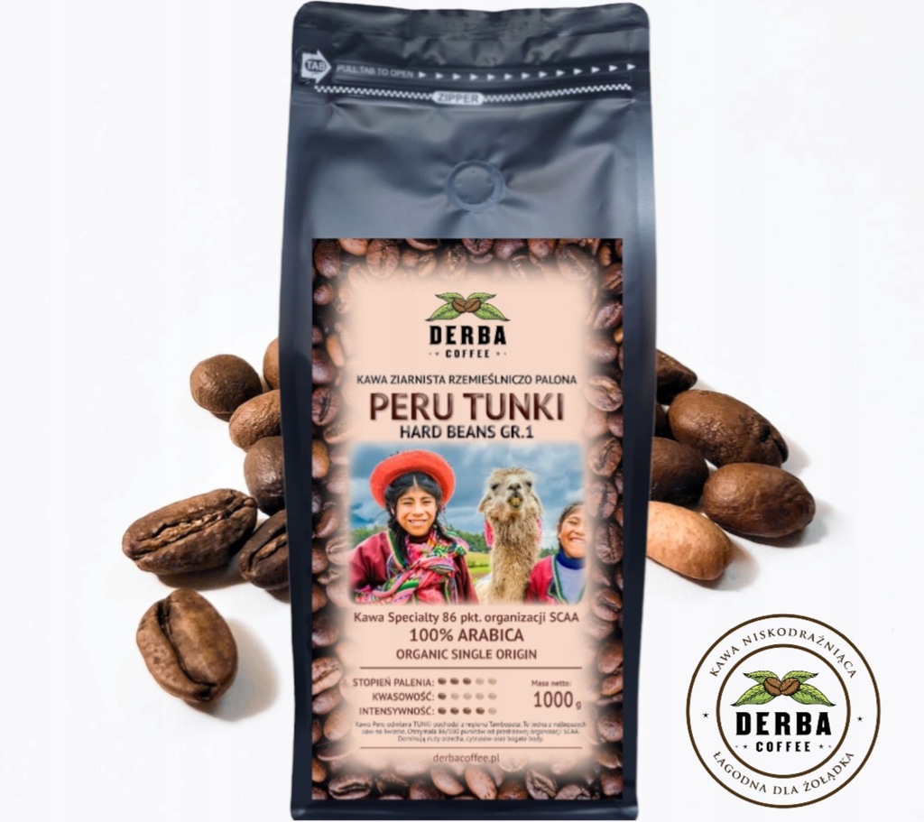 Kawa PERU TUNKI ziarnista 1kg Niskodrażniąca Specialty HB GR.1 ...