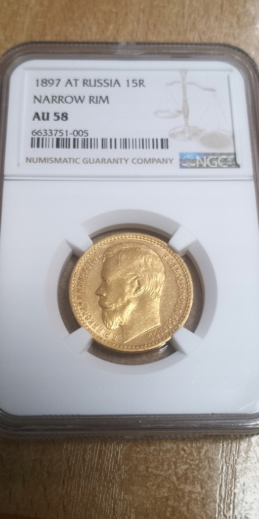 MIKOŁAJ II, 15 RUBLI 1897 NGC AU58 - 13689427368 - oficjalne archiwum Allegro