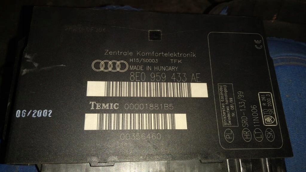 KOMPUTER MODUŁ KOMFORTU AUDI A4 B6 B7 8E0959433AF - 8085433447 ...