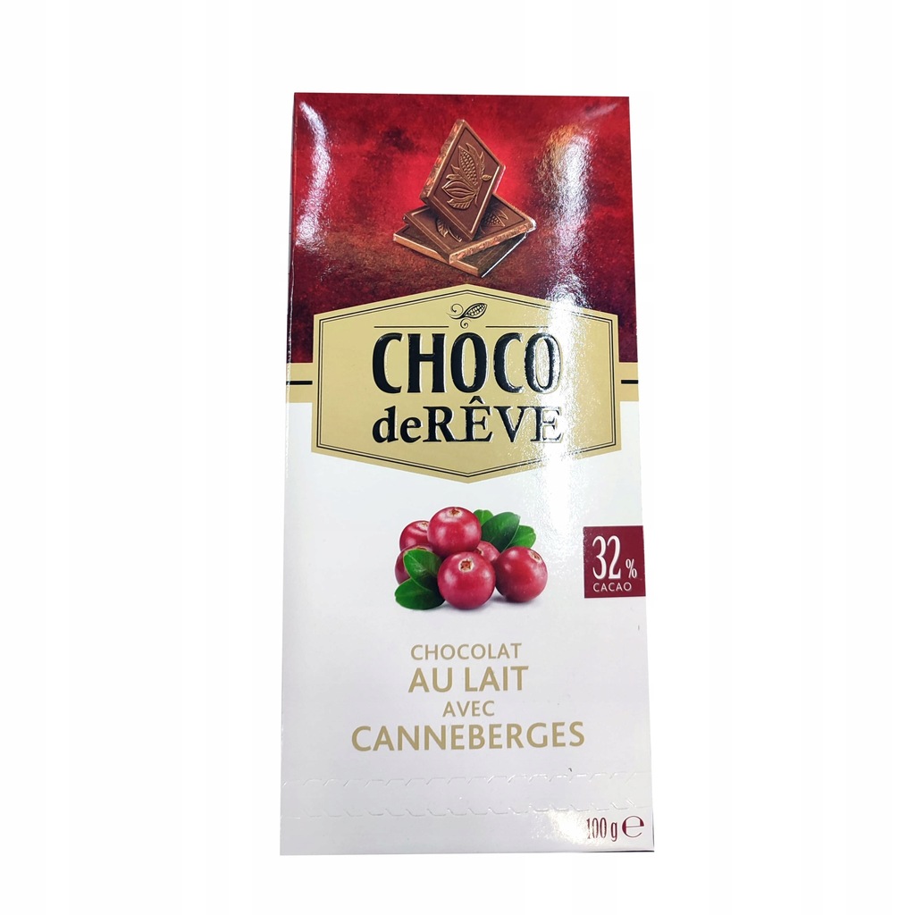 CHOCO DE REVE 100G CZEKOLADA MLECZNA Z ŻURAWINĄ - 12737026896 ...