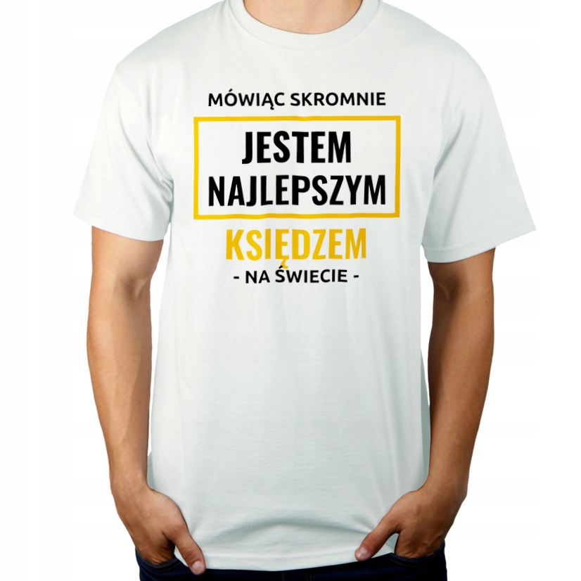 Najlepszy ksiądz na świecie Koszulka Biała - 13708135017 - oficjalne archiwum Allegro
