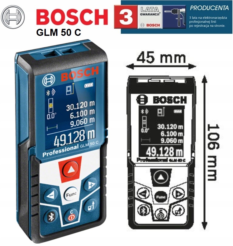 Dalmierz laserowy Bosch GLM 50 C Professional - 12502741255 - oficjalne ...