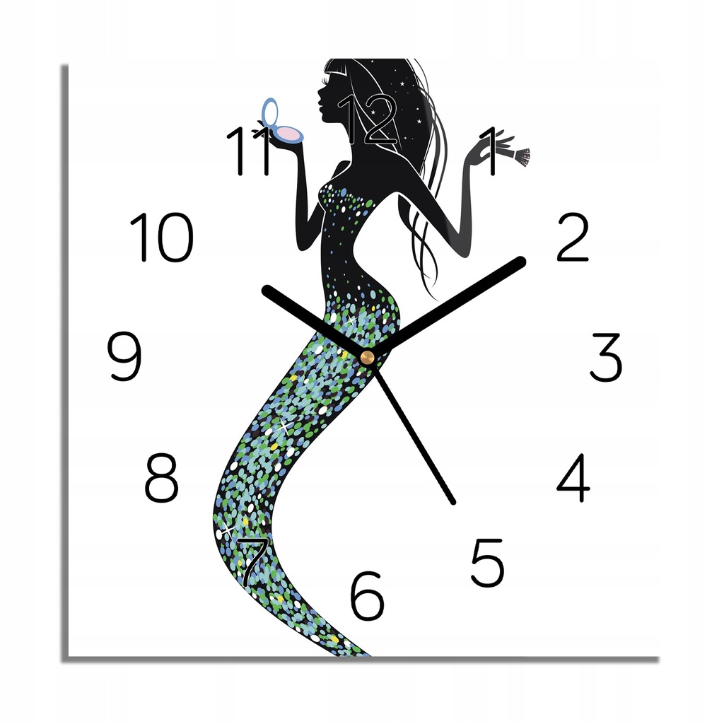 Syrena ryba motyl zegar szklany nowoczesny 30x30 - 12037609809 ...