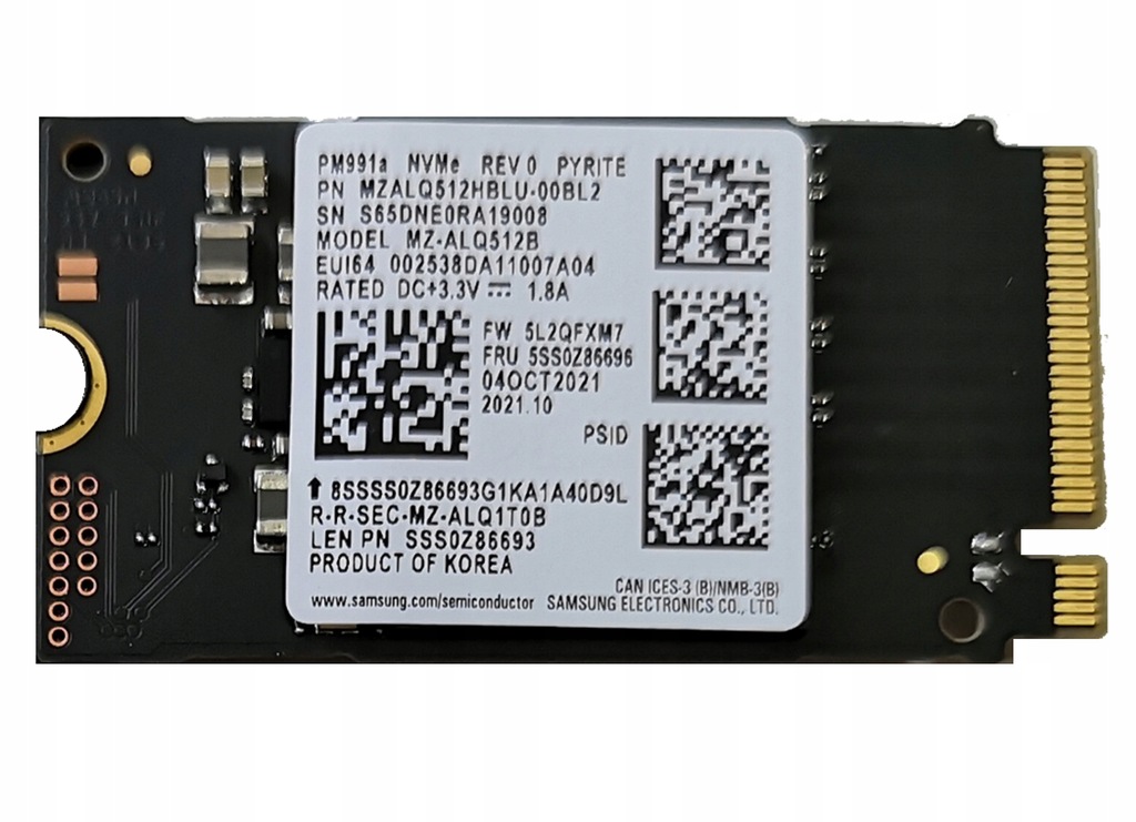 Dysk SSD Samsung PM991a MZ-ALQ512B 512GB M.2 PCIe - 16218642780 - oficjalne archiwum Allegro