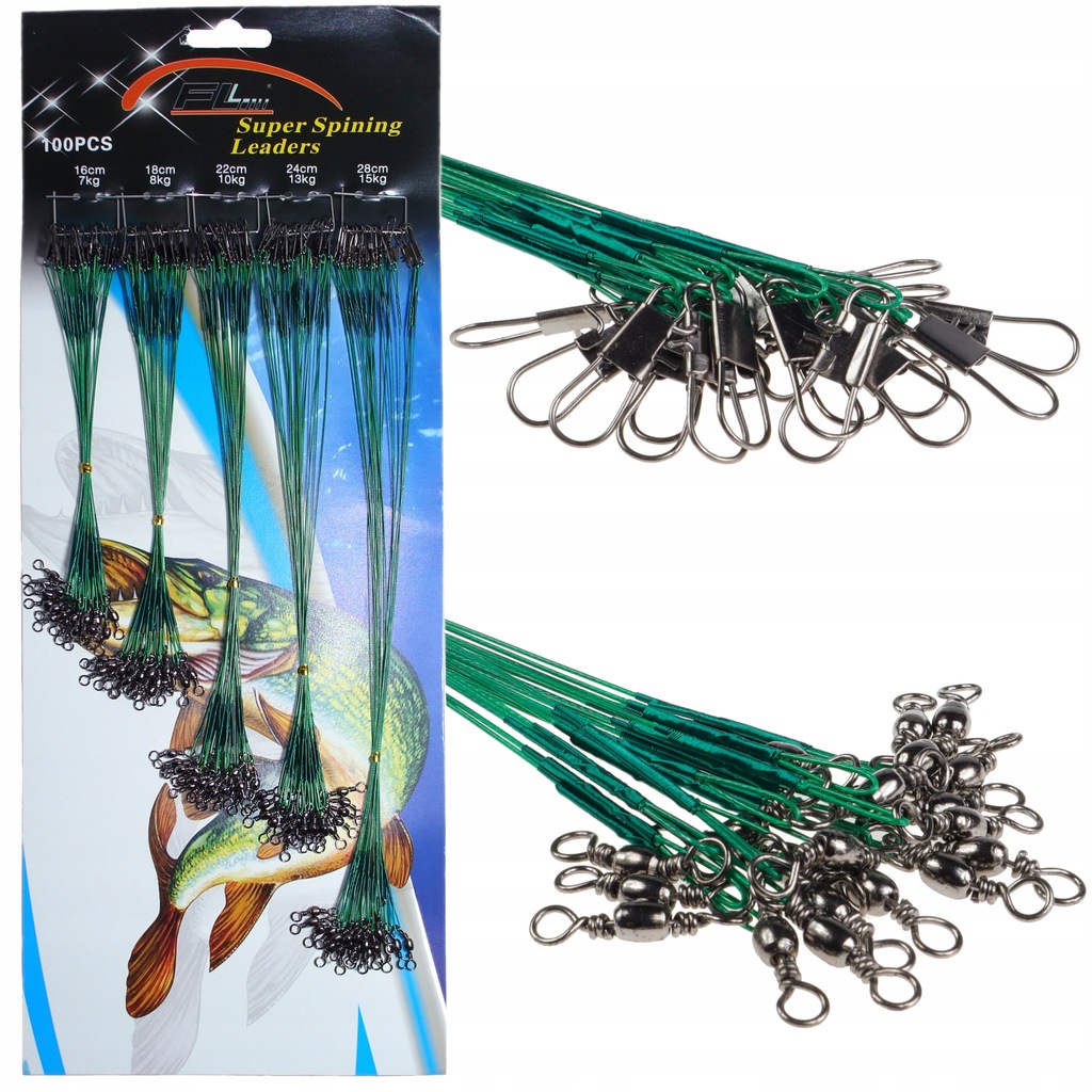 Przypony stalowe stalówki stalki zestaw 100 sztuk na szczupaka spinning ...