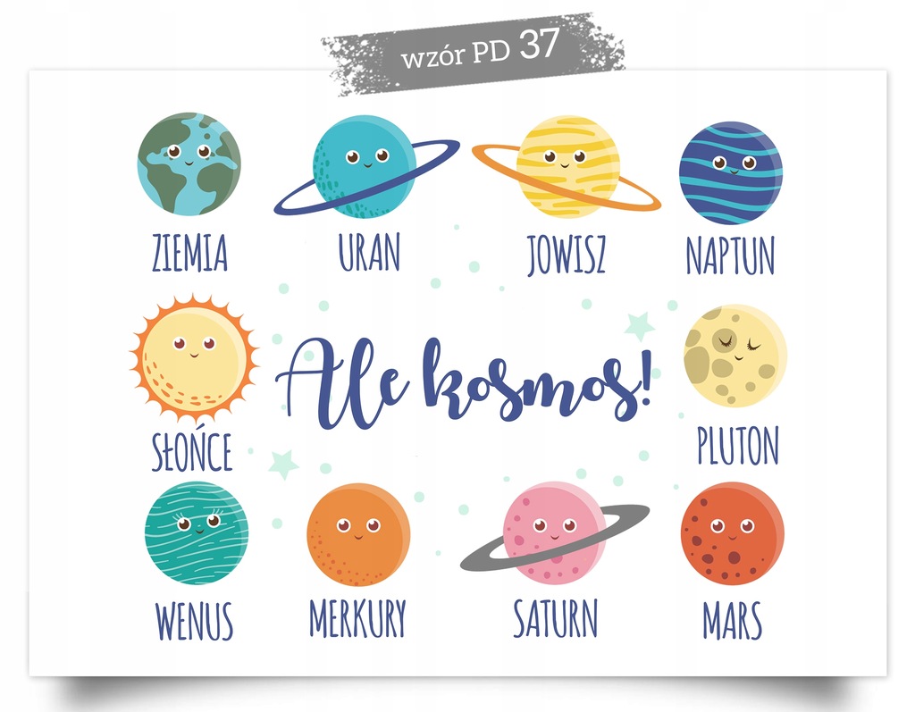 PLAKAT EDUKACYJNY plakaty nazwy planety KOSMOS - 13080319734 ...